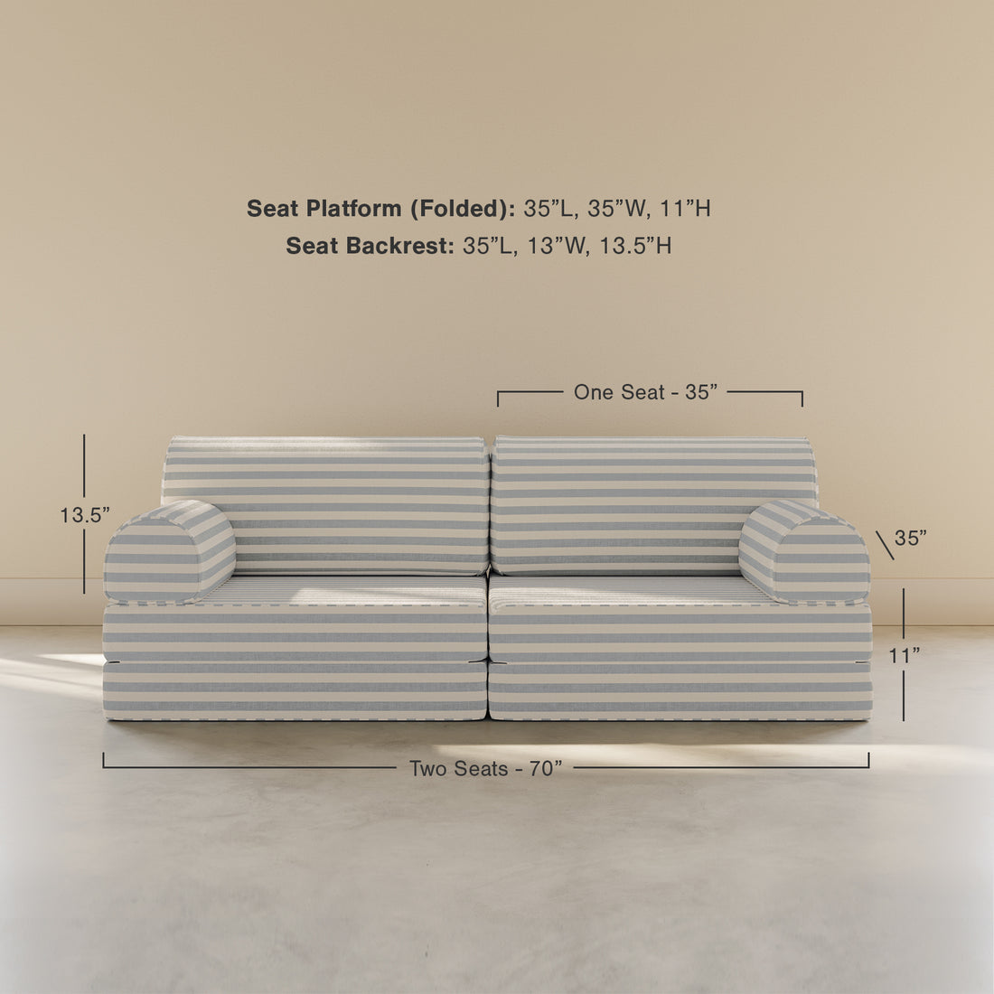 Blue Striped Play Couch Seat | Bennett in Hydrangea | House of Noa