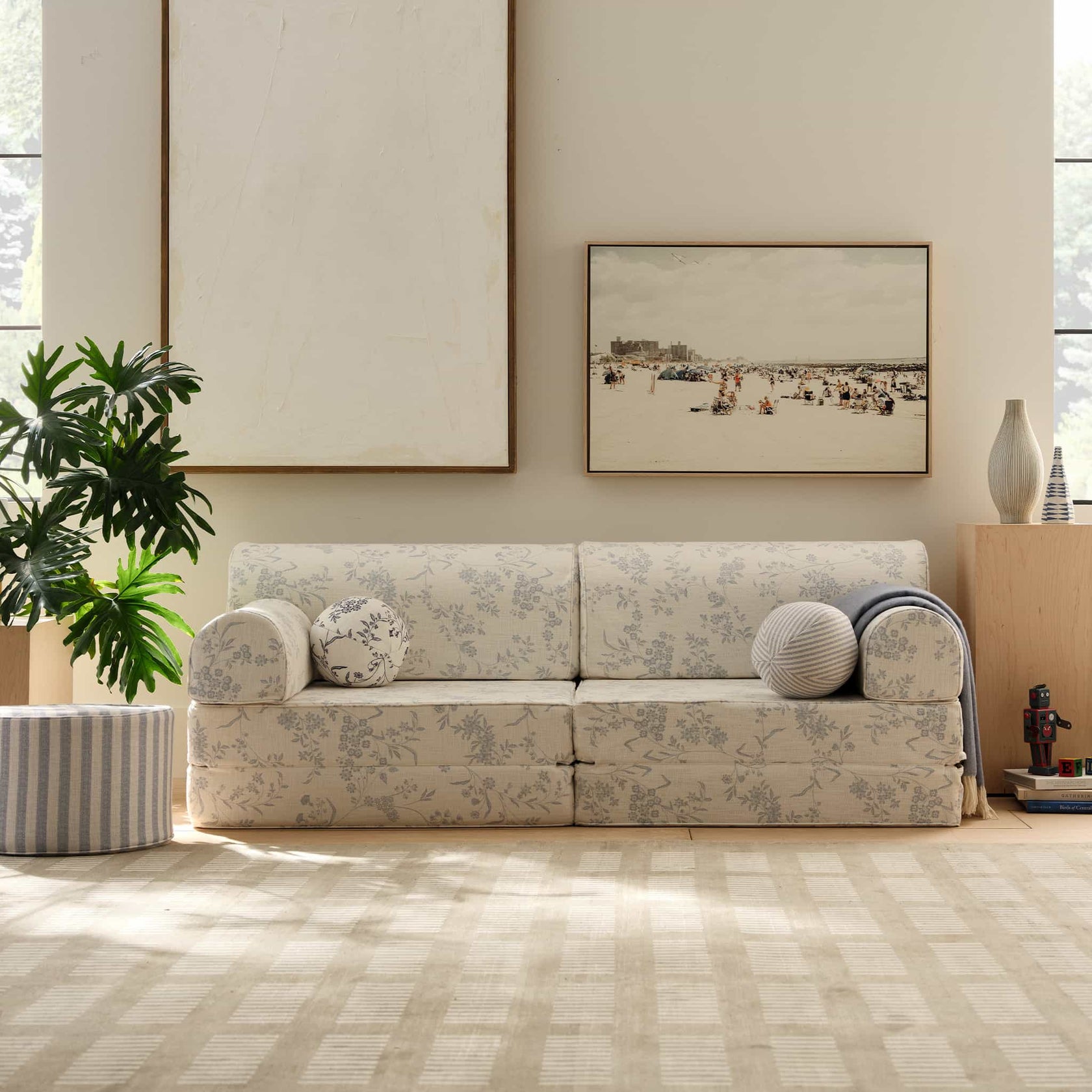 Ivory & Sky Blue Floral Modular Couch | Kit | House of Noa