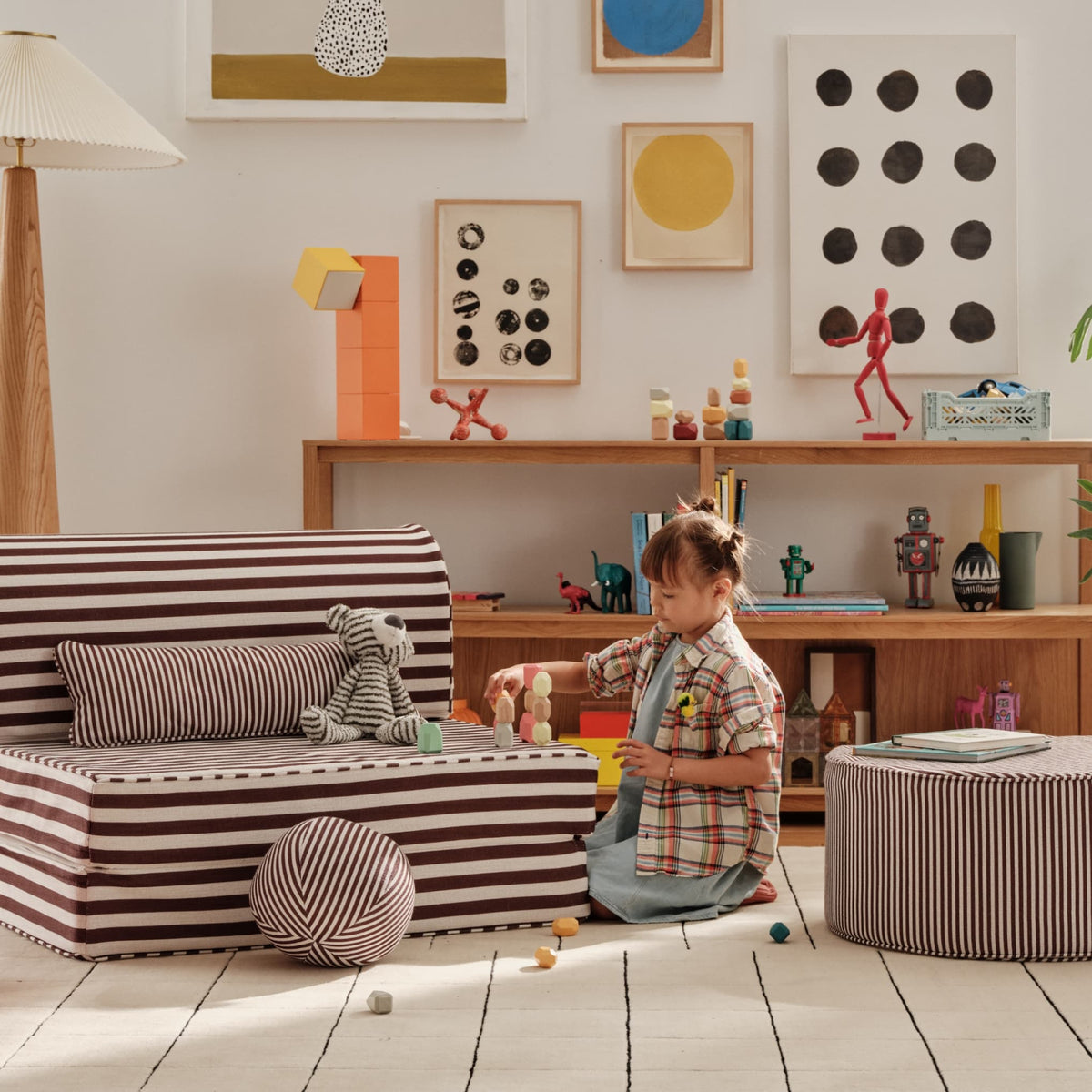 Ivory & Moose Brown Striped Modular Couch | Bennett | House of Noa